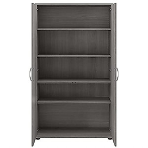 Bush Business Furniture Universal Closet Tall Clothing Storage Cabinet with Doors and Shelves, Platinum Gray