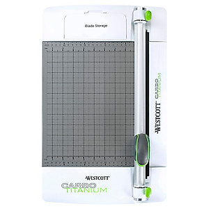 Westcott 12" CarboTitanium 45mm Rotary Metal Base Trimmer, White, Green (16718)