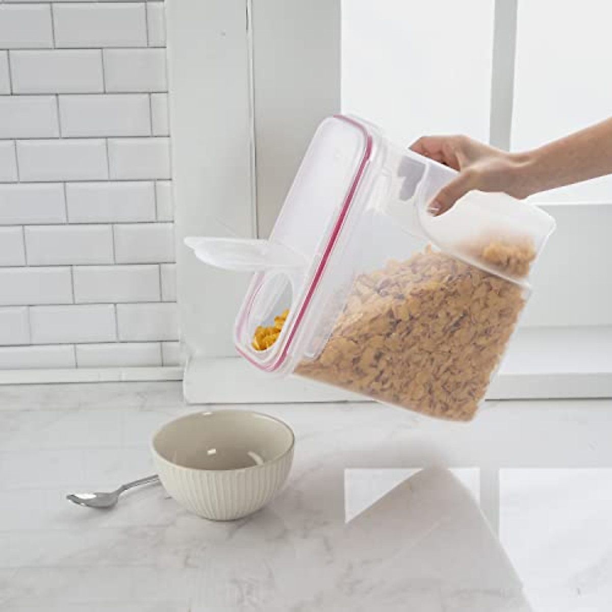 Sterilite 6606 Ultra Seal 24-Cup Dry Food Container, Clear Lid and Base with Red Rocket Accents, 6-Pack