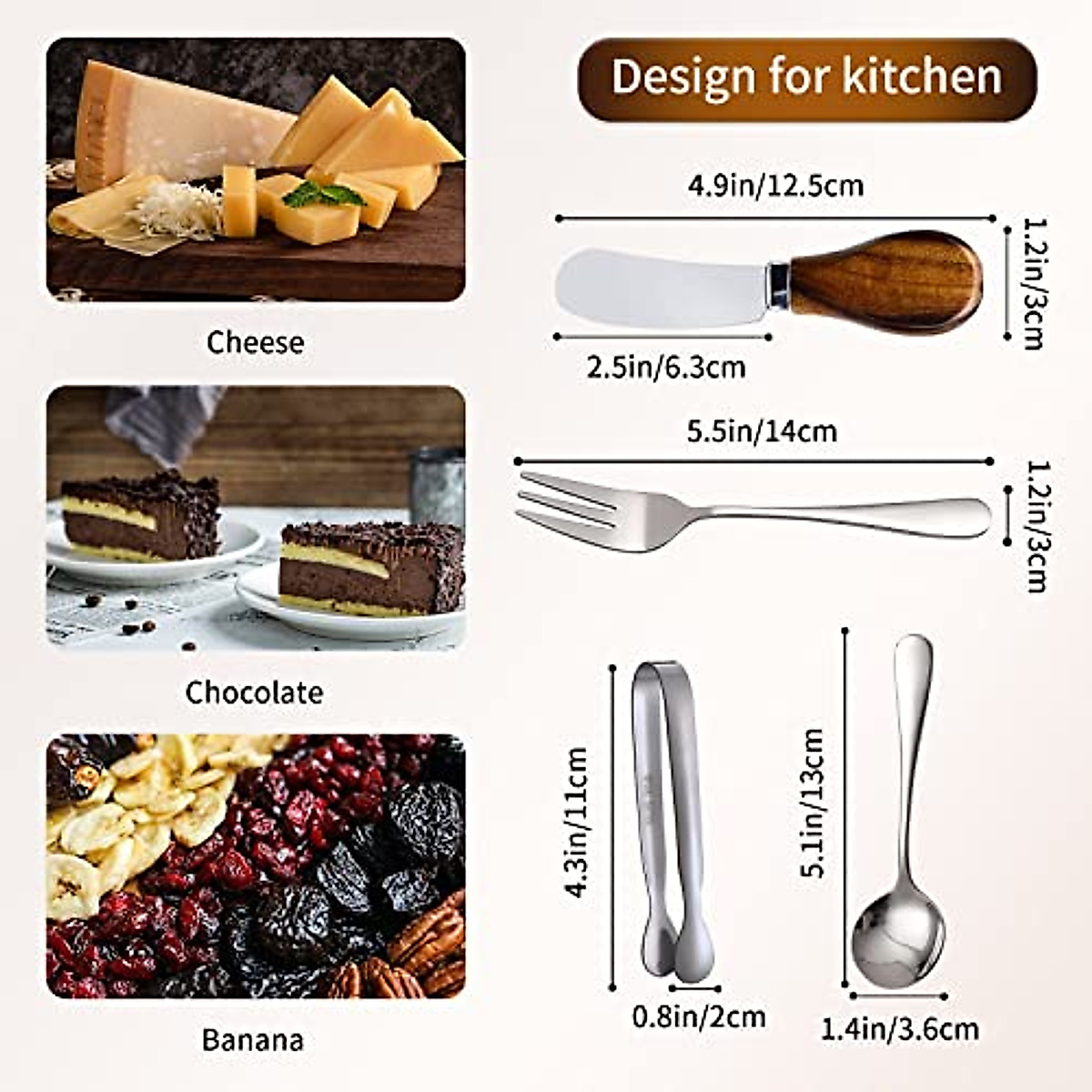 Charcuterie Accessories (20 Pcs), Cheese Spreaders for Charcuterie Board, Mini Serving Spoons, Forks and Mini Serving Tongs - Charcuterie Utensils for Butter, Cheese and Pastry Making