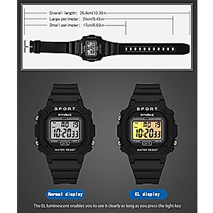 KINGNUOS Outdoor Sports Watches Unisex Digital Watch Couple Men Women Waterproof LED Clock Square Electronic Student Wrist (Blue)