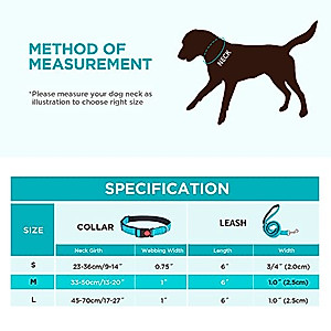 Tpotato Reflective Dog Collar And Leash Set,Adjustable Neoprene Padded Nylon Collars, 6 FT Heavy Duty Dog Leash 2 Comfortable Handles Safety Locking Buckle for Puppy Small Medium Extra Large Breed Dog