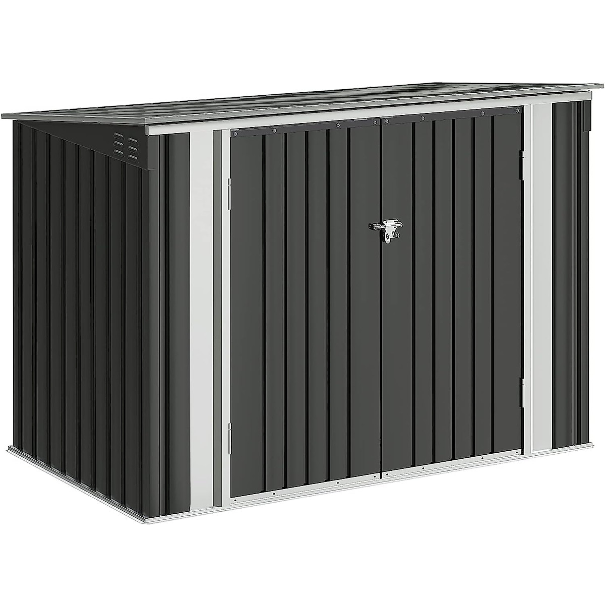 Devoko Outdoor Storage Shed 5.8 x 3.3 FT Metal Trash Shed Waterproof Outside Storage with Lid Chain Hydraulic Gas Rod for Trash Can Weeding Tools