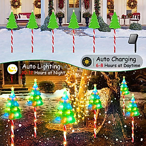 Christmas Decorations Outside Solar Christmas Tree Candy Cane Stake Lights, KOOPER 6 Pack Brighter 102 LED Solar Christmas Pathway Lights Outdoor, 8 Modes Outdoor Christmas Decoration for Xmas Decor