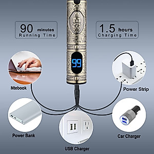 EHJYO Ear and Nose Beard Hair Trimmer for Men Professional Rechargeable Nose Beard Hair Trimmer/Clipper, Electric Shaver Hair Remover for Eyebrow/Ear & Facial LCD Diaplay-Gold