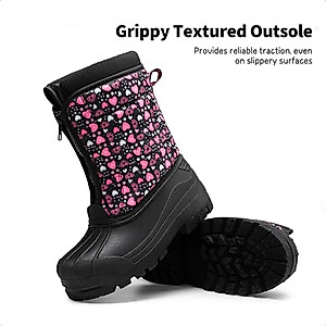 DREAM PAIRS Boys Girls Waterproof Winter Snow Boots,Size 1 Little Kid,Black/Pink,KSTAR