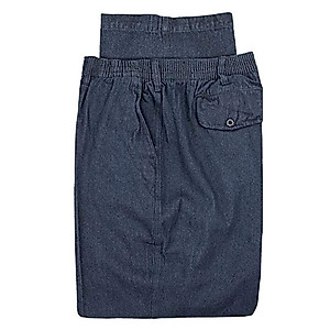 Falcon Bay Big & Tall Men's Casual Twill Pants Full Elastic Waist (52W x 32L, Denim)
