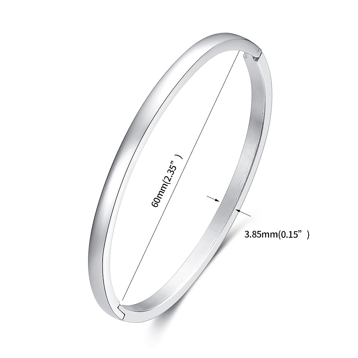 Tiyad Gold/Silver Stainless Steel Bracelet Oval Polished Bangle Bracelet Women's Cuff Bracelet Fashion Brand Design Jewelry Birthday Gift (Silver)