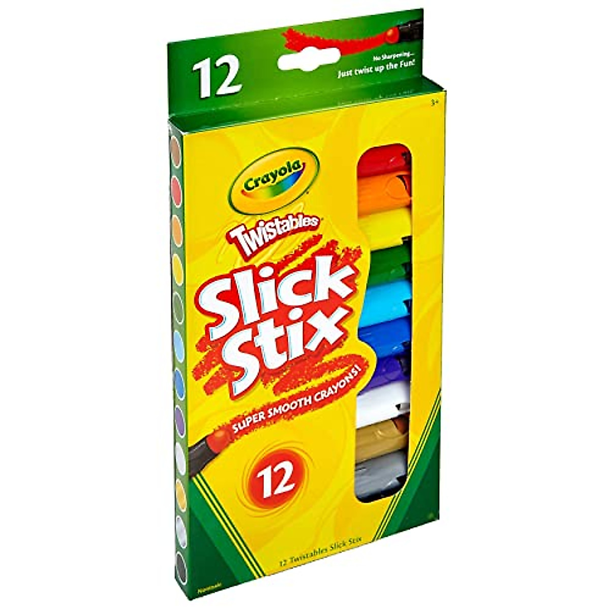 Crayola Twistables Slick Stix Crayons, 12 Count, Oil Pastel Alternative, Ages 3 & Up, Assorted