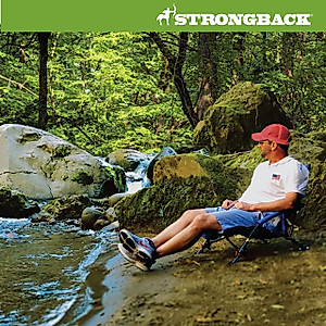 STRONGBACK Beach Chairs - Low Gravity Recliner Portable Beach Chair - with Built-in Lumbar Support - Heavy Duty Folding Beach Chairs - Great for Travel - Black