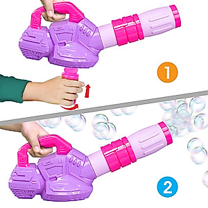 ArtCreativity Bubble Leaf Blower, Bubble Machine Outside Outdoor Toys for Toddlers 1-3, Summer Toys for Girls, for Kids, Preschool, First Birthday Gifts for Girls & Boys, Pink & Purple