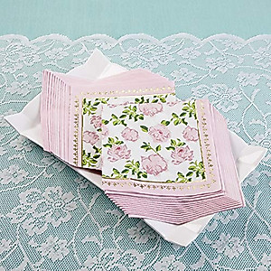 Kate Aspen Vintage Floral Tea Party Napkins - Pink (Set of 30) - Perfect for Weddings, Bridal Showers, Baby Showers, Birthdays