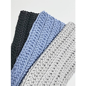 Set of 3 Handmade Crochet Washcloths, 100% cotton washcloths, set of 3, Dish Towels, Dish cloths, Baby washcloths, linen, Black, Blue and Gray Cotton Washcloths
