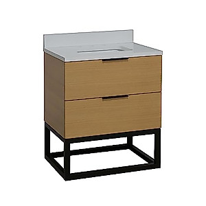 Kitchen Bath Collection Mia 30-inch Bathroom Vanity: Includes Blonde Wood Cabinet with Matte White Countertop and White Ceramic Sink