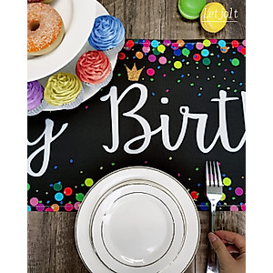 Letjolt Happy Birthday Table Runner 72 Inches Celebrate Birthday Party Table Decor, Black