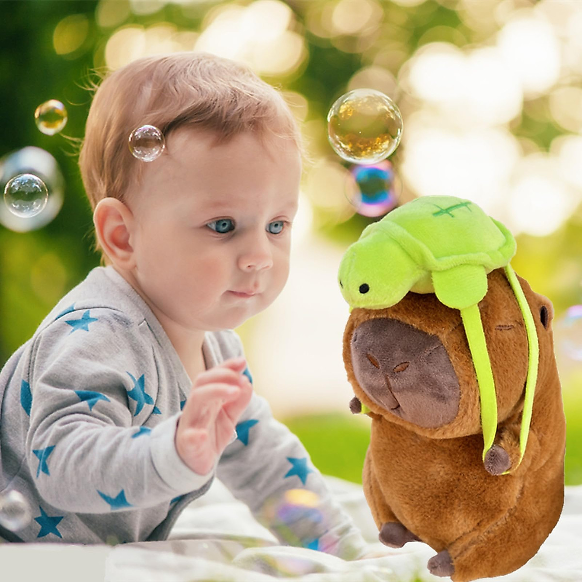 9Inches Capybara Stuffed Animal with Turtle Backpack Capybara Plush Toy Soft Capybara Plushies Pillow for Boys Girls Kids