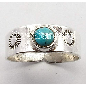 SilverStarJewel Cabochon Turquoise December Birthstone Toe Ring Solid Silver Best New Year's Day Jewelry Deals