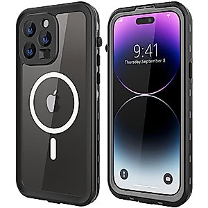 Dewfoam Design for iPhone 14 Pro Max Waterproof Case, Shockproof Dustproof Case with Screen Protector, Full Body Protective Phone Case for iPhone 14 Pro Max 6.7''(Black)