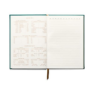 DesignWorks Ink Suede Cloth Hardcover Journal Notebook with 160 Lined Pages, Ribbon Bookmark, and Storage Pocket for Work, Writing, Journaling - Green Journal with Geometric Linear Box Design (JB58-1011)