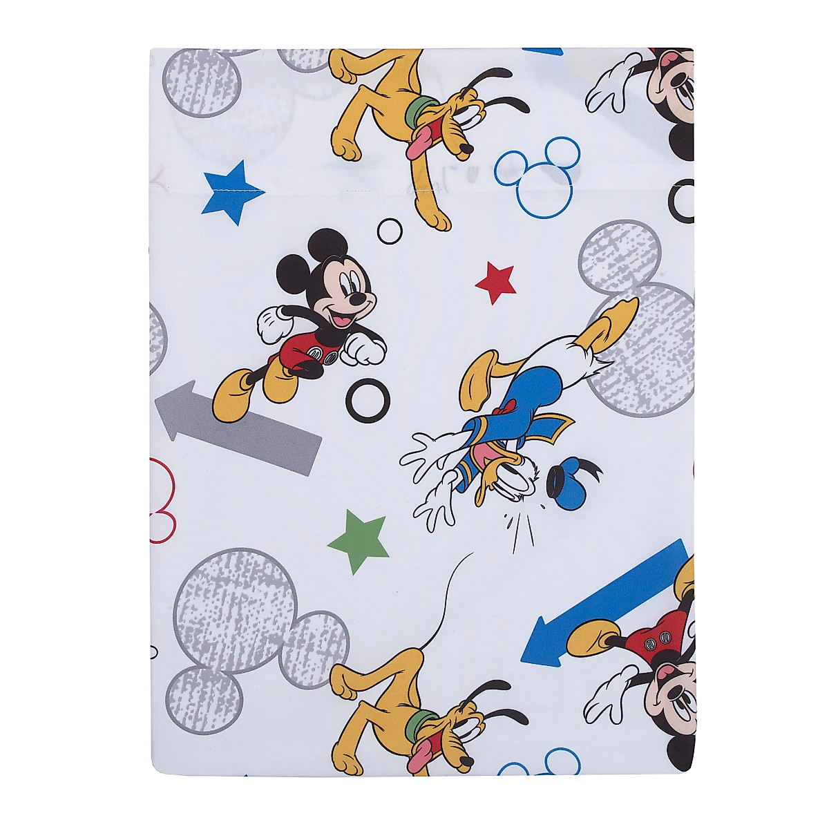 Disney Mickey Mouse Clubhouse Buddies Multi Colored Goofy, Pluto, and Donald Duck 4 Piece Toddler Bed Set - Comforter, Fitted Bottom Sheet, Flat Top Sheet, and Reversible Pillowcase