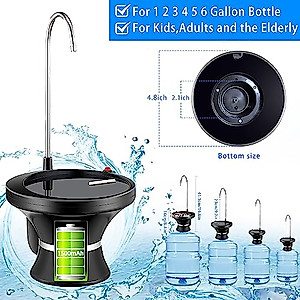 Christmas Water Dispenser, Automatic Electric Drinking Water Bottle Pump for 1-5 Gallon Jug– USB Rechargeable – Ultra-Hygienic BPA-Free Water Kettle Dispenser, Portable for Home Office Camping (black)