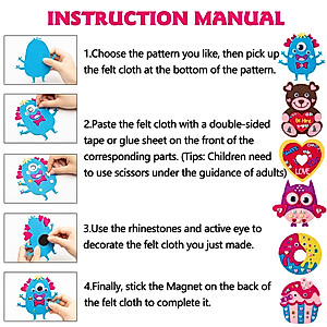 MALLMALL6 12Pcs Valentine’s Day Felt Crafts Kit Make Your Own Valentines Craft Gift DIY Fridge Magnets for Kids Valentine Decoration Supplies DIY Craft for Home Class Game Activities