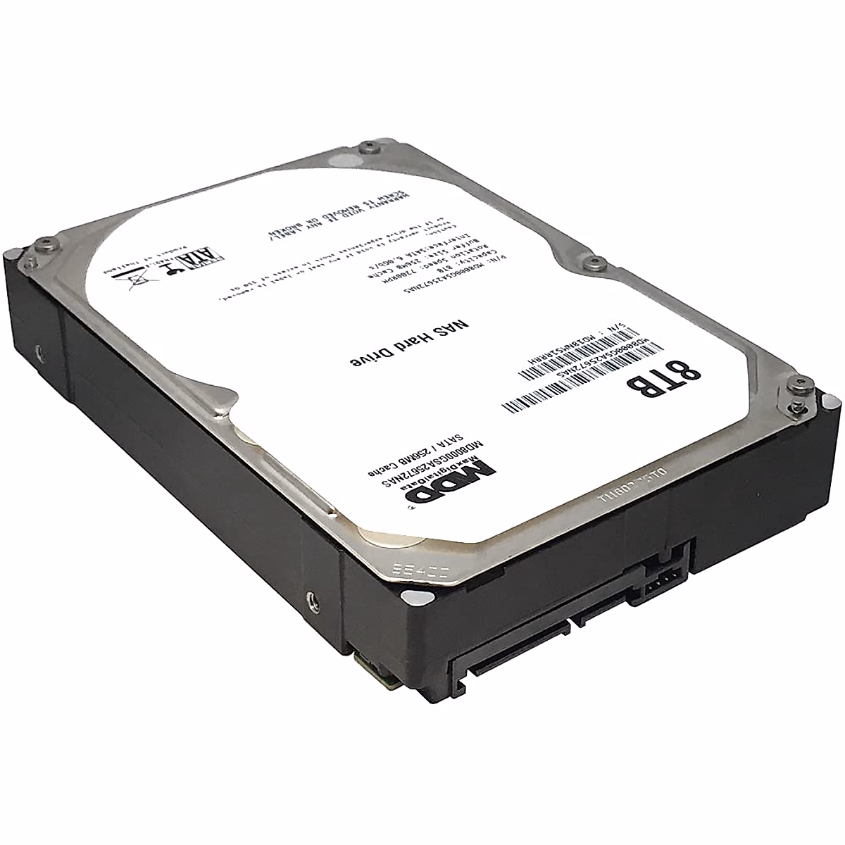 MaxDigitalData 8TB 7200 RPM 256MB Cache SATA 6.0Gb/s 3.5" Internal Hard Drive for NAS Network Storage (MD8000GSA25672NAS) - 3 Years Warranty (Renewed)
