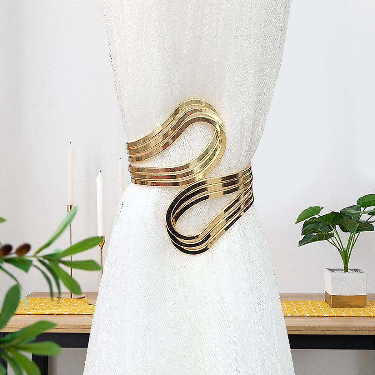 High-Elastic Curtain Ties for Thin or Thick Alloy Curtain Tiebacks Curtain Tie Backs for Curtains Curtain Holdbacks Curtain Holders for Drapes Curtain Holdback for Office Bedroom Home Essentials 1pcs