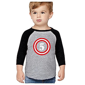 Tstars Captain 5th Five Year Old Birthday Gift 3/4 Sleeve Baseball Jersey Toddler Shirt 5T Dark Gray