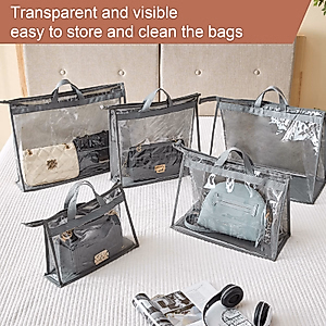Fyoudis Transparent Handbag Dust Cover Bag Purse Storage Organizer with Zipper - Clear Dust-proof bag Purse Protector Storage Bag for Closet Shelf - 5 Sizes