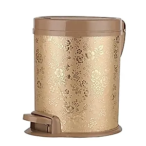 Trash Bin Trash Can Wastebasket Round Bathroom Step Trash Can, Durable Steel Pedal Garbage Bin Dual Buckets with Soft Close Step Garbage Can Waste Bin (Color : OneColor, Size : 8l/2.1gallon)