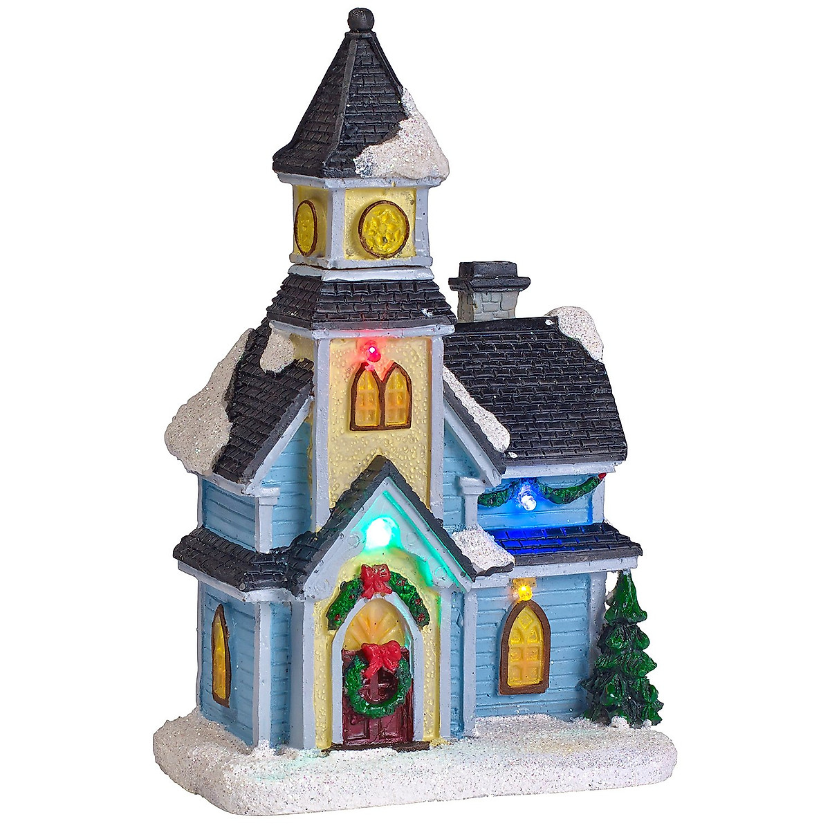 Lights4fun, Inc. Set of 5 Christmas Village Scene Battery Operated LED Light Up Holiday Decoration