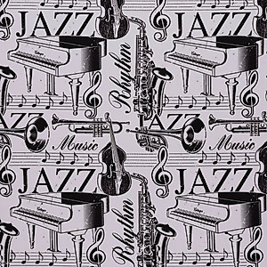 Mook Fabrics Cotton Music in The Air Equipment, White Cut by The yard