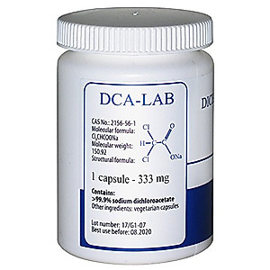 DCA - Sodium Dichloroacetate 333mg - Purity >99.9%, Made in Europe, by DCA-LAB, Certificate of Analysis Included, Tested in a Certified Laboratory, 90 Capsules