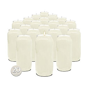 Hyoola 7 Day White Prayer Candles, 20 Pack - 6" Tall Pillar Candles for Religious, Memorial, Party Decor, Vigil and Emergency Use - Vegetable Oil Wax in Plastic Jar Container