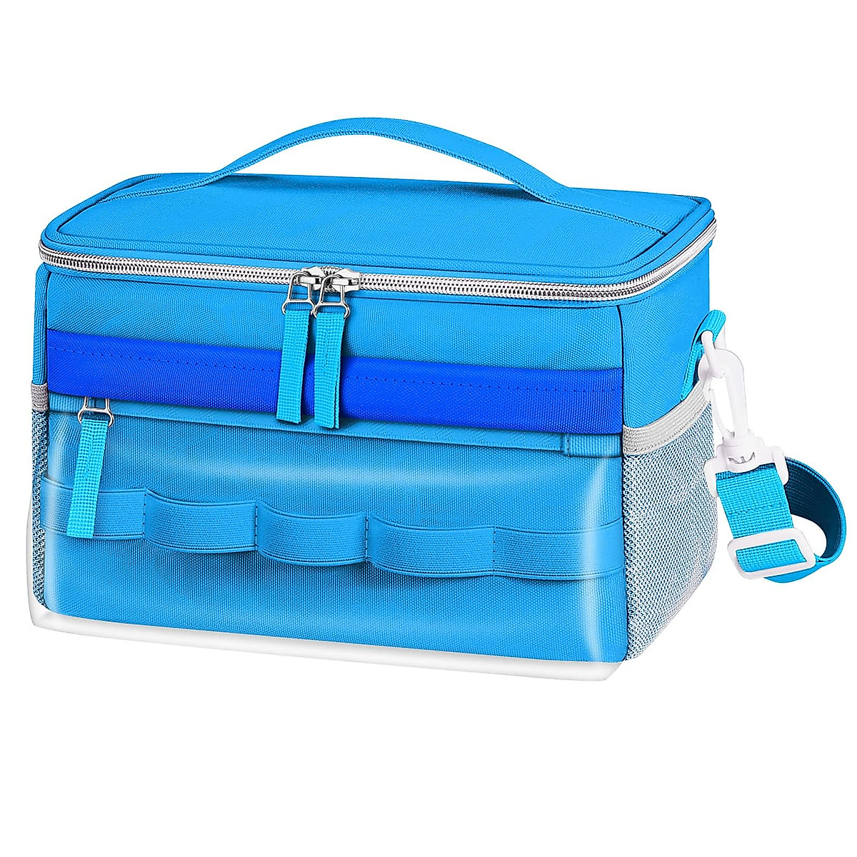 KENOBEE Travel Bag for Toniebox and Yoto Player, Large Capacity Audio Player Carry Case, with Transparent Bag for Tonies Figures, Mesh Pocket for Player Cards and Creative Tonies Characters, Blue