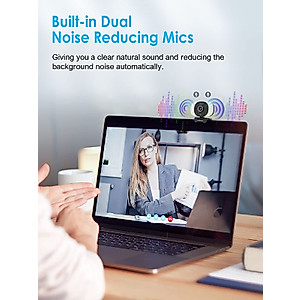 MOSONTH Webcam with Microphone, 60FPS Autofocus Computer Camera with 3 Light Colors, Web Camera with Built-in Privacy Cover, Tripod, Streaming Webcam for Conferencing, Teaching