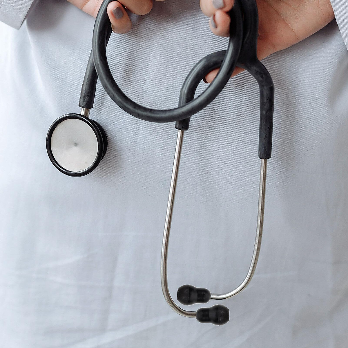 Black Stethoscope Ear Tips Stethoscope Replacement Earpiece Soft Stethoscope Ear End Stethoscope Earbuds for Hospital Clinic Doctor 10pcs