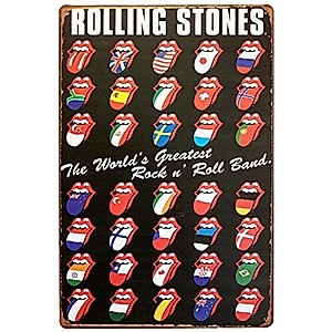 ERLOOD Rolling Stones Tin Sign Wall Retro Metal Bar Pub Poster Metal 12 X 8