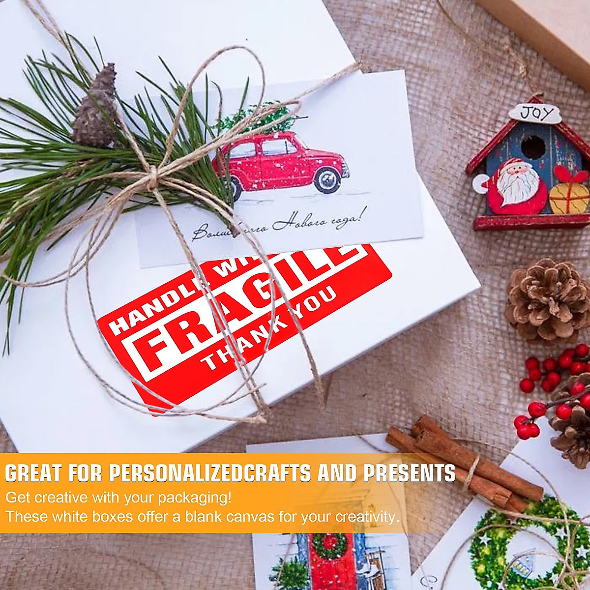 25Pack 5x5x5 Shipping Boxes for Small Business,White Mailing Boxes with Bubble Bags & Fragile Stickers for Mailing and Packing Small Gifts,Candle 5x5 Shipping boxes,Mug boxes for Shipping