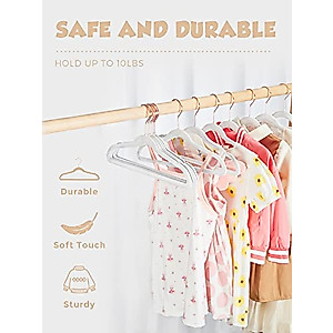 Smartor Kids Velvet Hangers 50 Pack, 14'' Inch Premium Non Slip Kids Felt Hangers for Closet, Space Saving Toddler Clothes Hanger for Youth's Childrens' Clothes Shirts, Pants, Dresses - White
