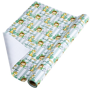 RUSPEPA Wrapping Paper Roll - Mini Roll - Animals Design Great for Birthday, Party and Baby Shower - 17 Inches X 32.8 Feet