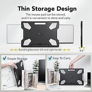 EHO Laptop Pad for Your Lap Portable Lightweight Laptop Pad with Foldable Stopper, Retractable Mouse Pad Tray for Business, Study, Sofa, Retractable Left/Right Mouse Pad