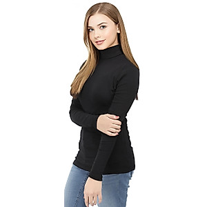 NY Threads Women's Turtleneck Long Sleeve Shirt Slim Fit Thermal Base Layer Tops 1 Pack, X-Large, Black
