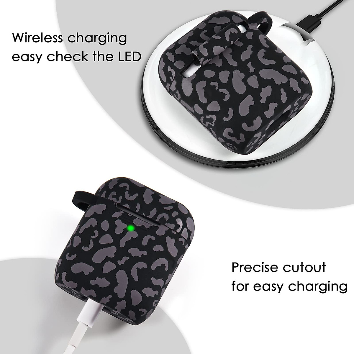 AIRSPO AirPods Case Cover, Soft Silicone AirPods 2nd Generation & 1st Generation Case Cover with Bracelet Keychain Protective Cover for Apple AirPods 1&2 for Women Girls