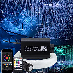 AKEPO 16W RGBW Fiber Optic Curtain Light Kit, Color Changing Waterfall Window Curtain Lights for Sensory Room and Home Decor with Flash Point Sparkle Cables 300pcs 9.8ft/3m 0.03in/0.75mm