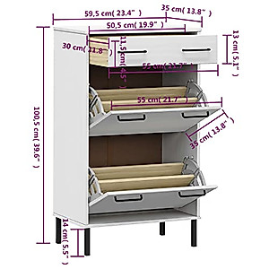 loibinfen Modern Entryway Shoe Rack with 2 Flip Drawers and 1 Drawer, Shoe Storage Cabinet with Metal Legs, Free Standing Shoe Organizer for Entryway, Living Room, 23.4"x13.8"x39.6" White (A)