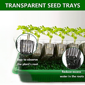 TVTUTPWY Seed Starting Trays, XL Thicken Plant Germination Kit with Humidity Dome Durable Growing Trays for Greenhouse & Gardens, 5 Pack 180 Cells - Green