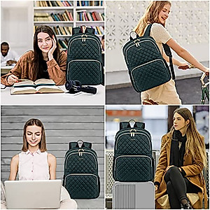 LOVEVOOK Laptop Backpack for Women, Quilted Laptop Bag Travel Backpack Purse With Anti-Theft Zipper, Stylish 15.6 Inch Work Computer Bags College School Bookbag with USB Charging Port