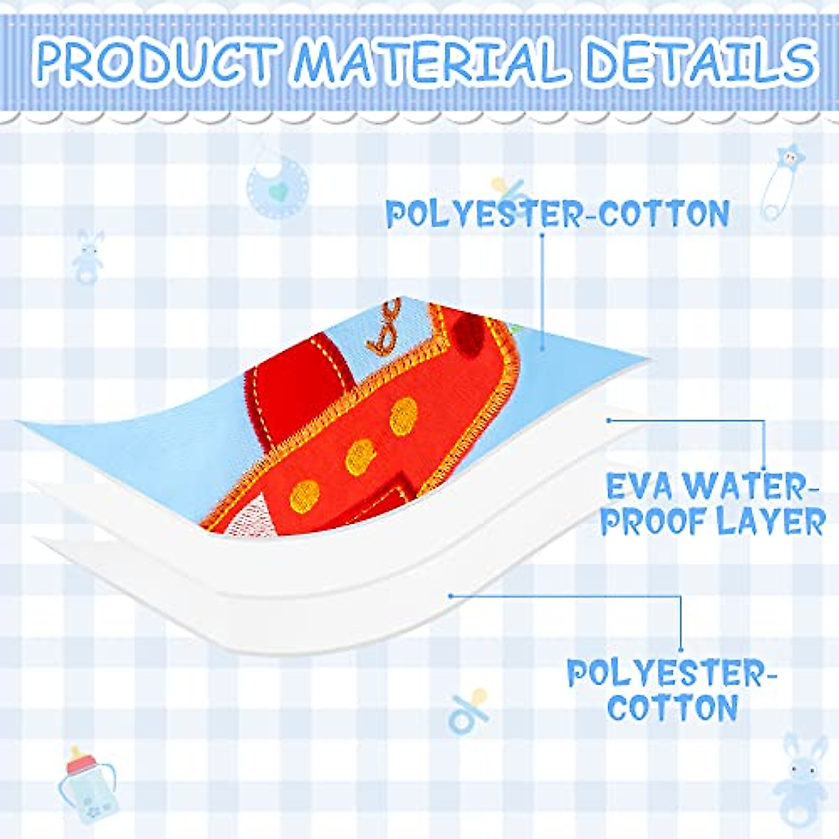 2ooya 7Pcs Cotton Waterproof Baby Bibs Adjustable Hook Loop Closure Infant Bib Unisex Blue Newborn Babies Infant Food Bibs Keepsake Baby Gift for Drooling Feeding Eating Teething, 6-12 Months